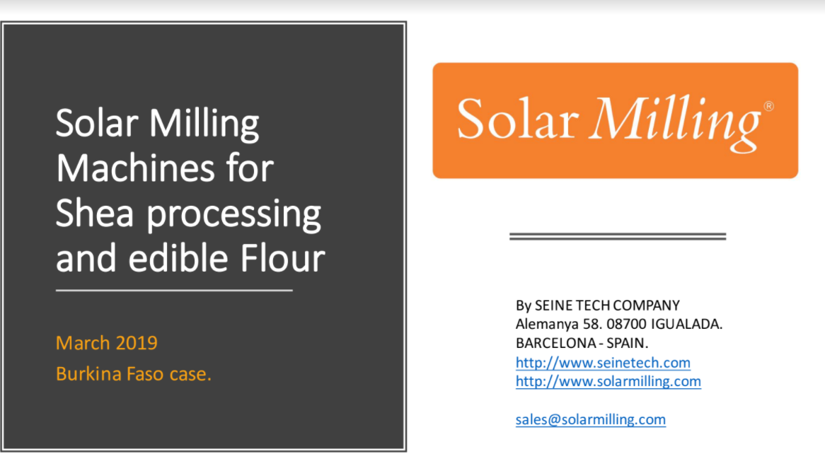 Solar Milling Machines for Shea and Edible Flour - Shea Market