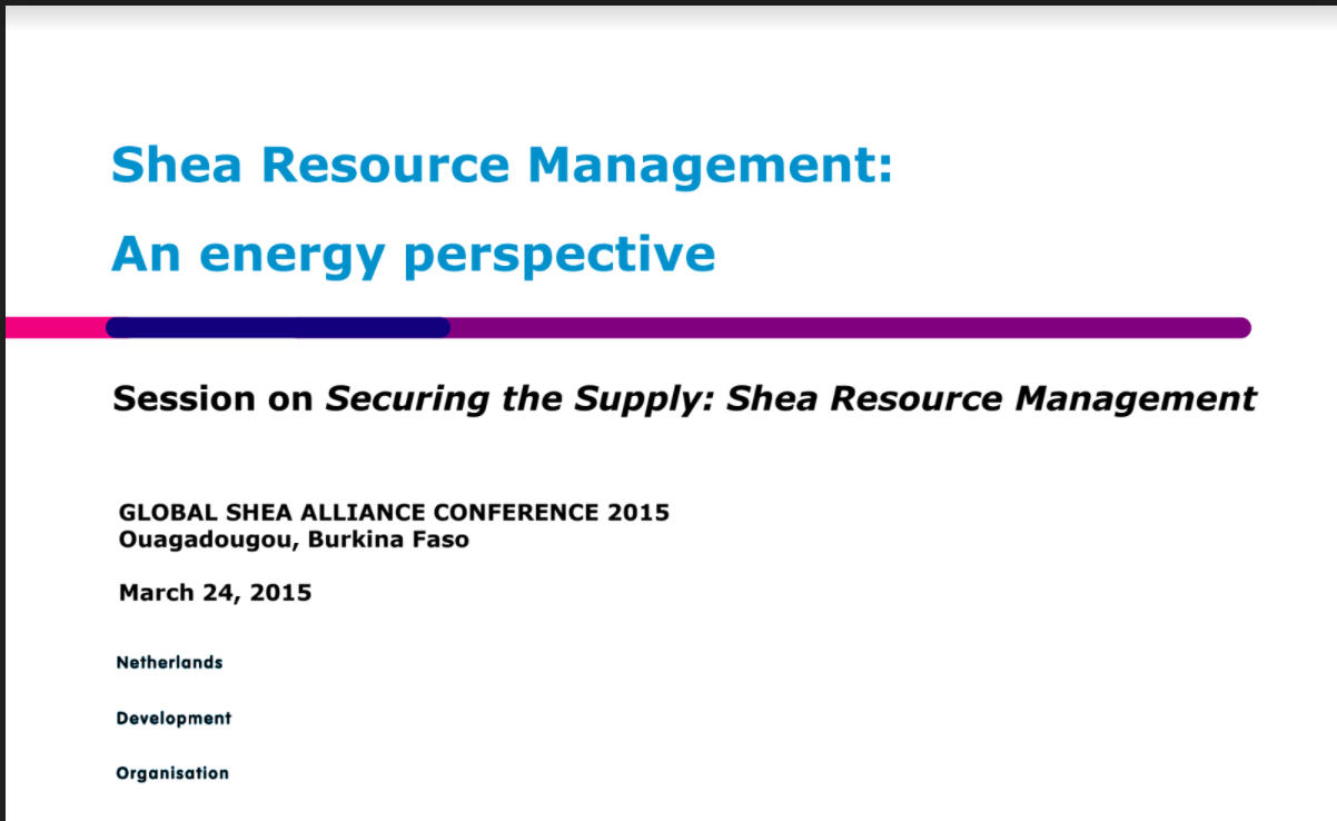 Shea Resource Management: An Energy Perspective - Shea Market