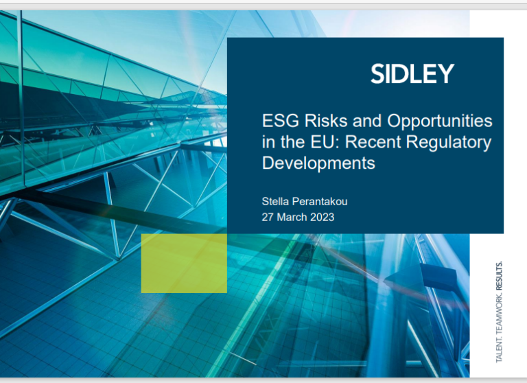 ESG Risks and Opportunities in the EU: Recent Regulatory Developments ...